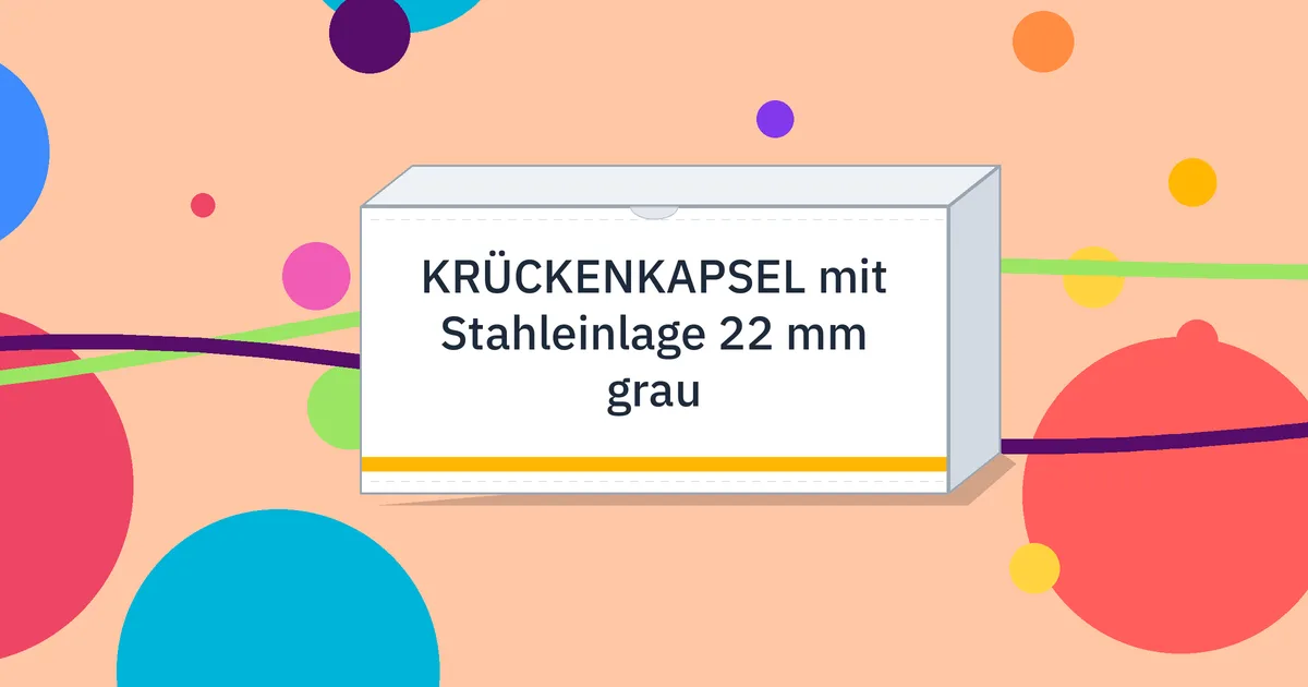 Symbolbild: Packung mit der Aufschrift KRÜCKENKAPSEL mit Stahleinlage 22 mm grau (PZN 10075045) – Verfügbarkeit und Bezug in Apotheken in Frankfurt am Main