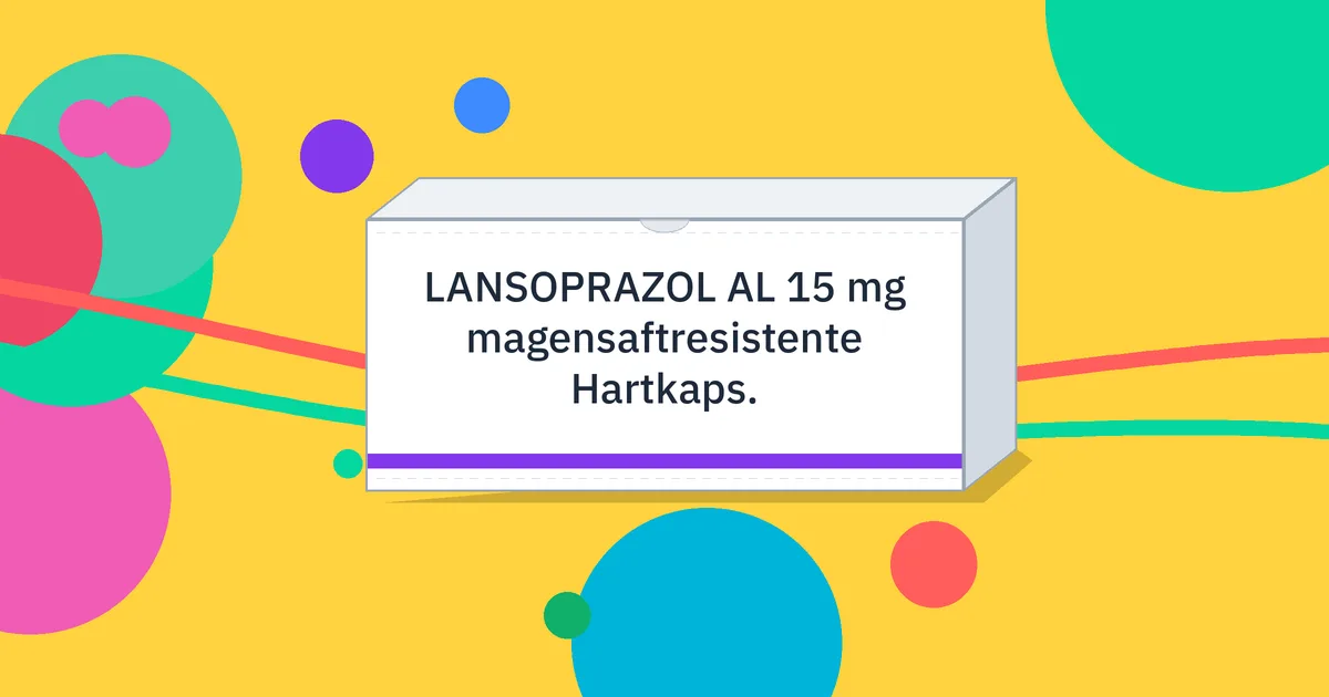 Symbolbild: Packung mit der Aufschrift LANSOPRAZOL AL 15 mg magensaftresistente Hartkaps. (PZN 04306606) – Verfügbarkeit und Bezug in Apotheken in Frankfurt am Main