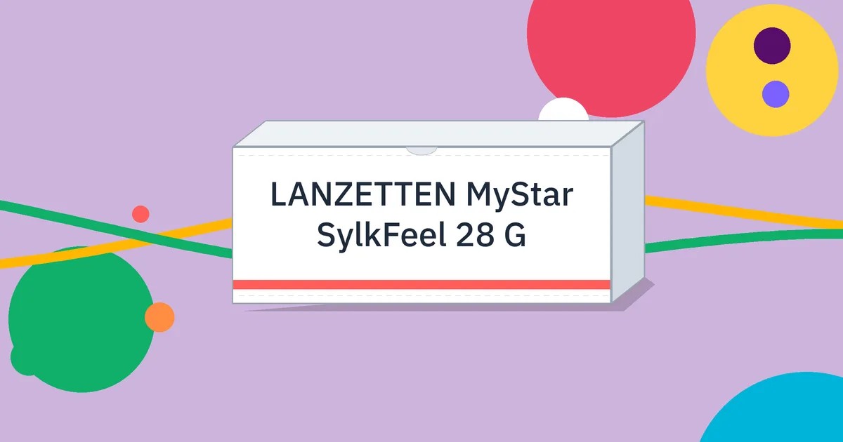 Symbolbild: Packung mit der Aufschrift LANZETTEN MyStar SylkFeel 28 G (PZN 16916267) – Verfügbarkeit und Bezug in Apotheken in Frankfurt am Main