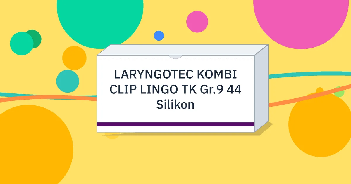 Symbolbild: Packung mit der Aufschrift LARYNGOTEC KOMBI CLIP LINGO TK Gr.9 44 Silikon (PZN 19186355) – Verfügbarkeit und Bezug in Apotheken in Frankfurt am Main