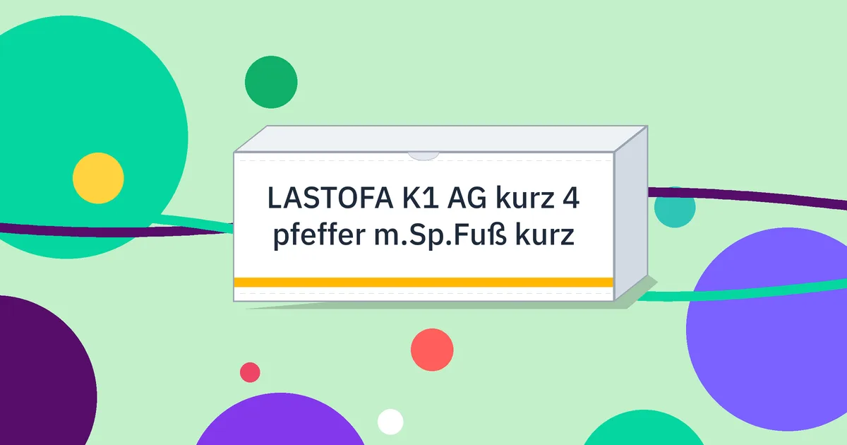 Symbolbild: Packung mit der Aufschrift LASTOFA K1 AG kurz 4 pfeffer m.Sp.Fuß kurz (PZN 13792669) – Verfügbarkeit und Bezug in Apotheken in Frankfurt am Main