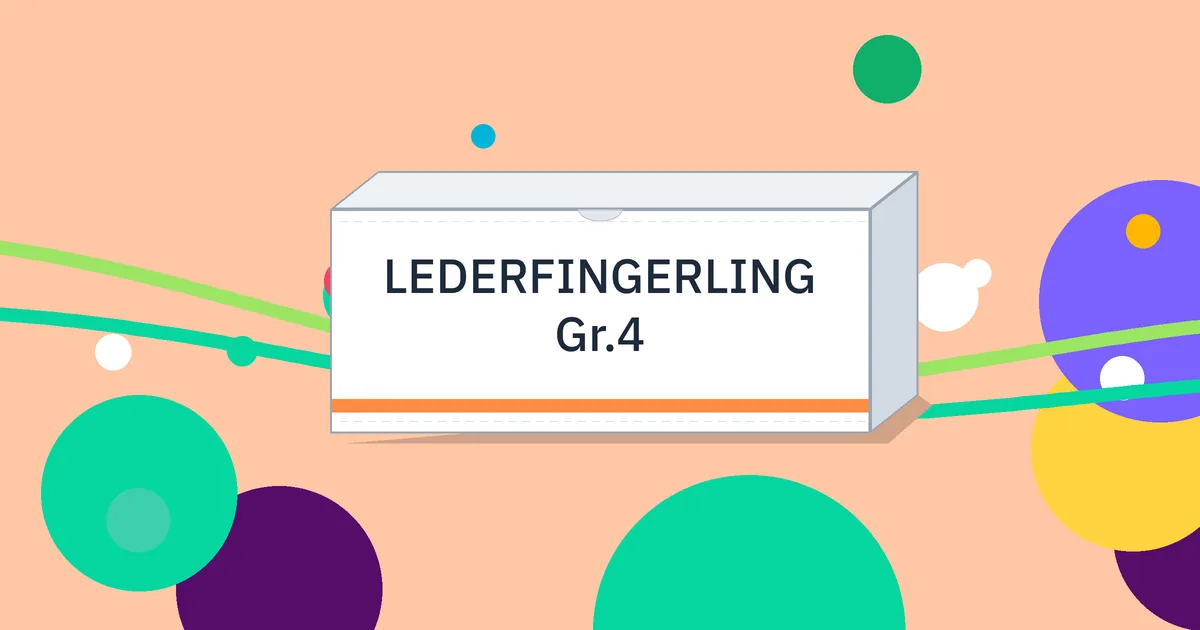 Symbolbild: Packung mit der Aufschrift LEDERFINGERLING Gr.4 (PZN 03055183) – Verfügbarkeit und Bezug in Apotheken in Frankfurt am Main