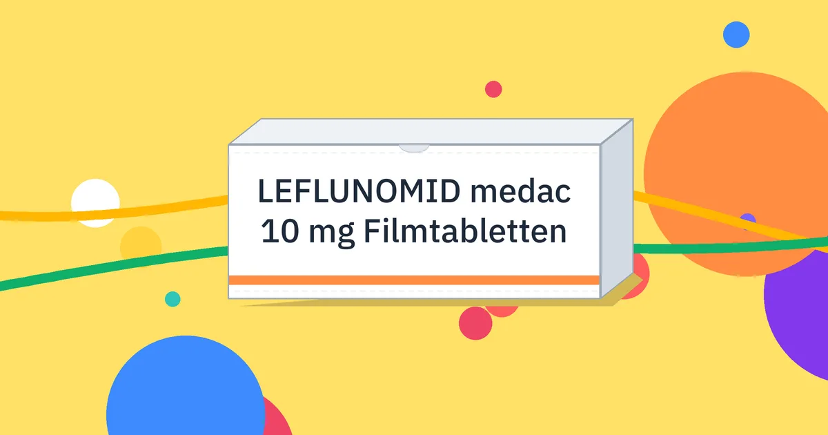 Symbolbild: Packung mit der Aufschrift LEFLUNOMID medac 10 mg Filmtabletten (PZN 06498509) – Verfügbarkeit und Bezug in Apotheken in Frankfurt am Main