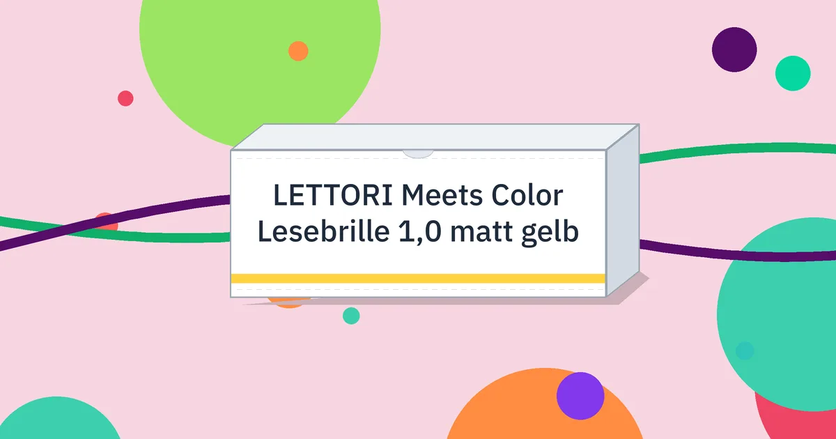 Symbolbild: Packung mit der Aufschrift LETTORI Meets Color Lesebrille 1,0 matt gelb (PZN 11056995) – Verfügbarkeit und Bezug in Apotheken in Frankfurt am Main