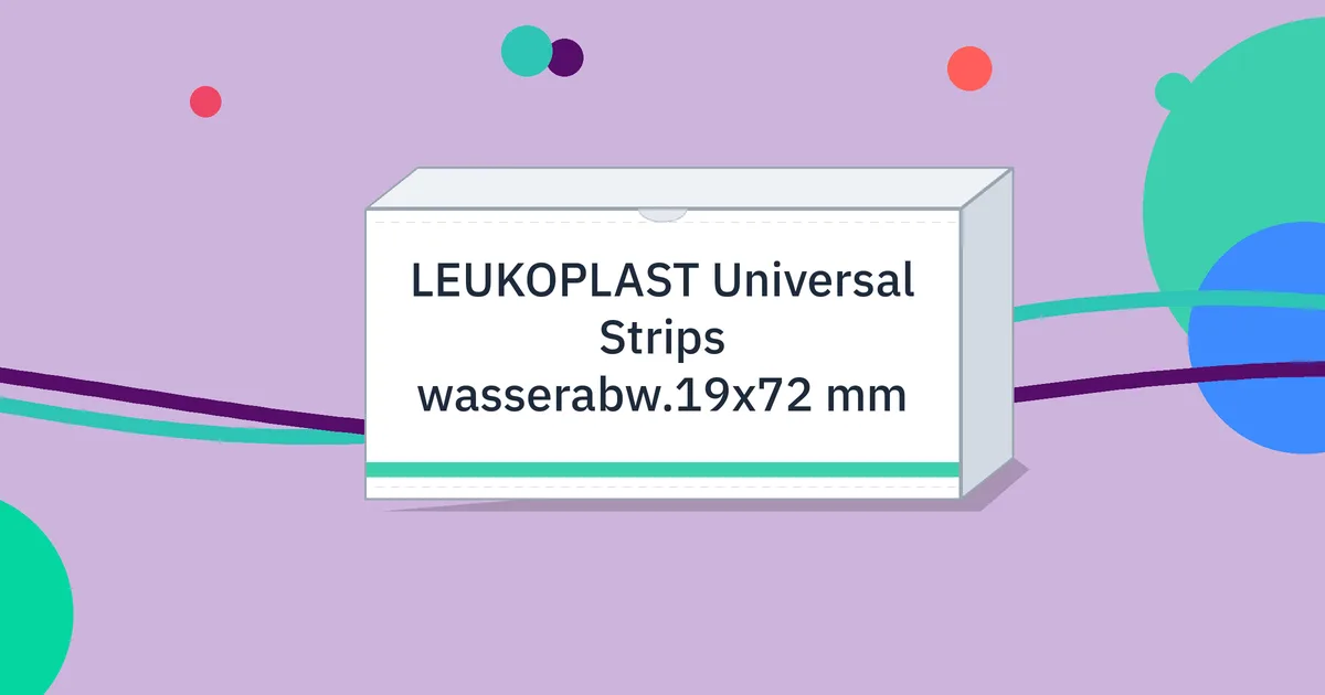 Symbolbild: Packung mit der Aufschrift LEUKOPLAST Universal Strips wasserabw.19x72 mm (PZN 14284662) – Verfügbarkeit und Bezug in Apotheken in Frankfurt am Main