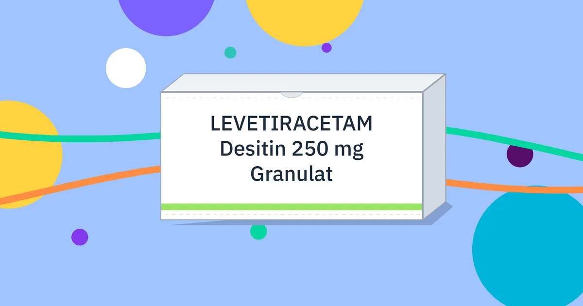 Symbolbild: Packung mit der Aufschrift LEVETIRACETAM Desitin 250 mg Granulat (PZN 08890967) – Verfügbarkeit und Bezug in Apotheken in Frankfurt am Main