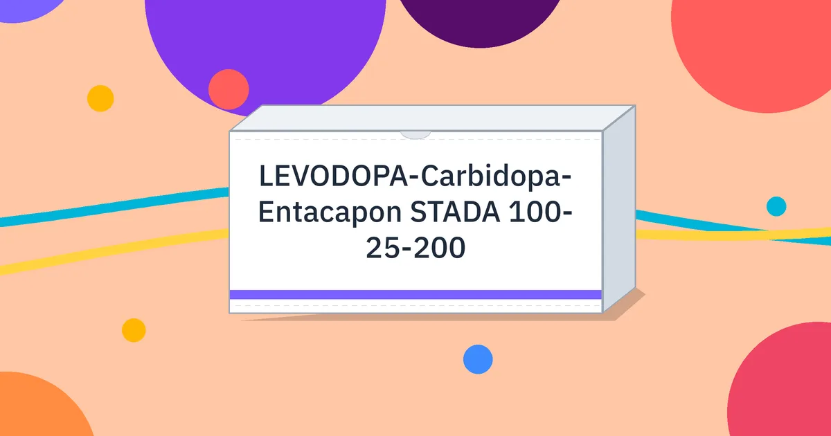 Symbolbild: Packung mit der Aufschrift LEVODOPA-Carbidopa-Entacapon STADA 100-25-200 (PZN 10386791) – Verfügbarkeit und Bezug in Apotheken in Frankfurt am Main