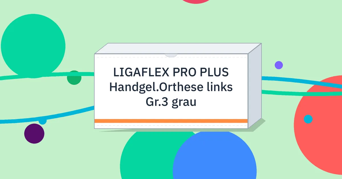 Symbolbild: Packung mit der Aufschrift LIGAFLEX PRO PLUS Handgel.Orthese links Gr.3 grau (PZN 12577087) – Verfügbarkeit und Bezug in Apotheken in Frankfurt am Main