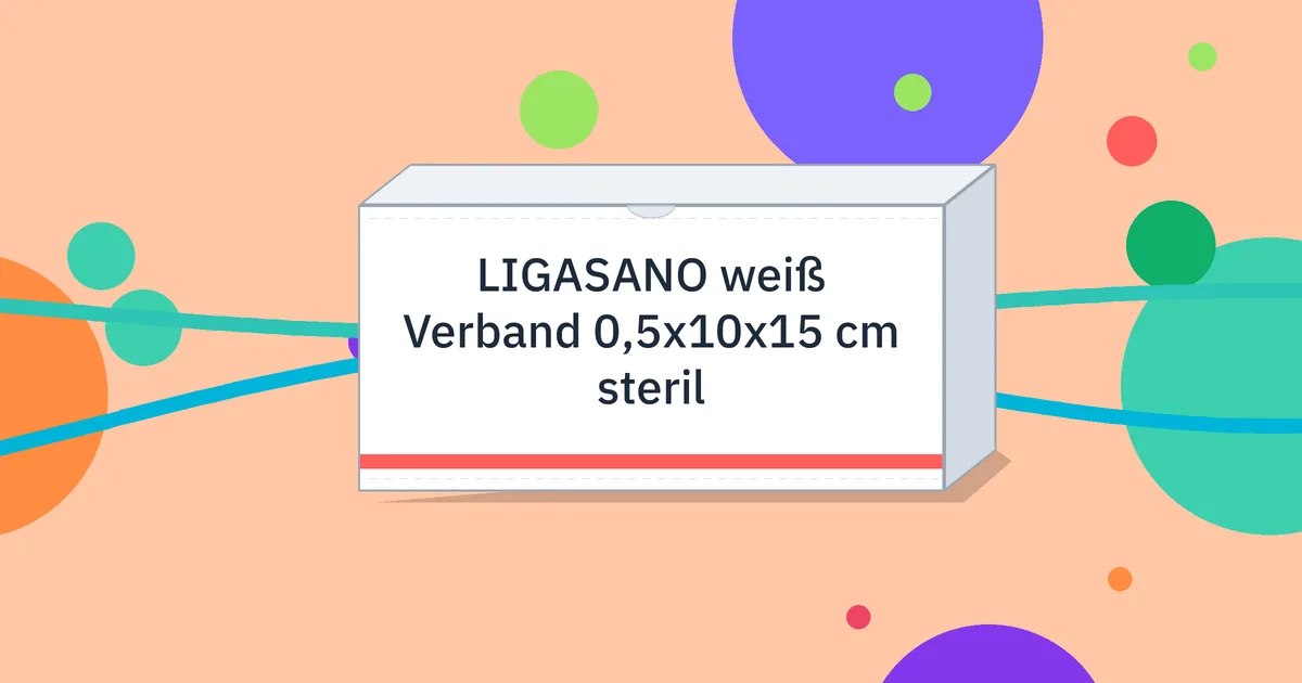 Symbolbild: Packung mit der Aufschrift LIGASANO weiß Verband 0,5x10x15 cm steril (PZN 20171755) – Verfügbarkeit und Bezug in Apotheken in Frankfurt am Main