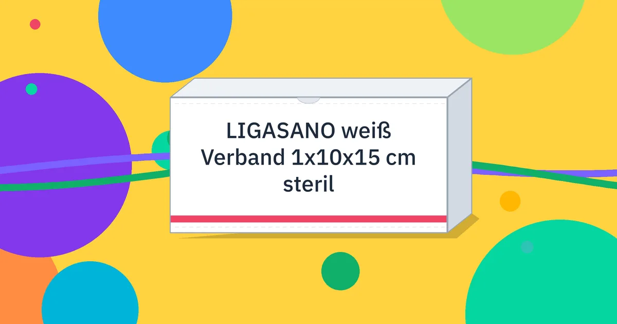 Symbolbild: Packung mit der Aufschrift LIGASANO weiß Verband 1x10x15 cm steril (PZN 20171809) – Verfügbarkeit und Bezug in Apotheken in Frankfurt am Main