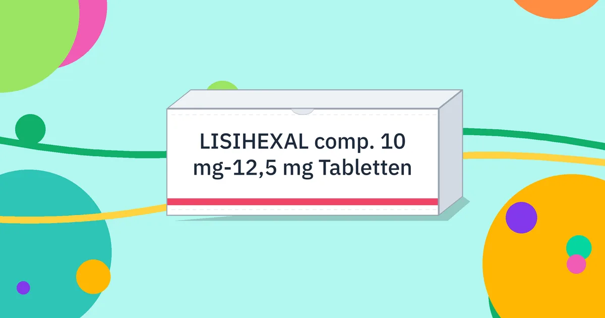 Symbolbild: Packung mit der Aufschrift LISIHEXAL comp. 10 mg-12,5 mg Tabletten (PZN 00850359) – Verfügbarkeit und Bezug in Apotheken in Frankfurt am Main