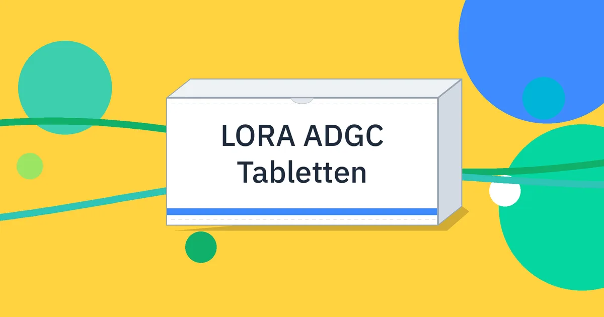 Symbolbild: Packung mit der Aufschrift LORA ADGC Tabletten (PZN 03897166) – Verfügbarkeit und Bezug in Apotheken in Frankfurt am Main