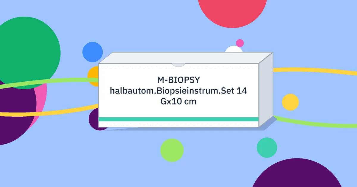 Symbolbild: Packung mit der Aufschrift M-BIOPSY halbautom.Biopsieinstrum.Set 14 Gx10 cm (PZN 20280622) – Verfügbarkeit und Bezug in Apotheken in Frankfurt am Main