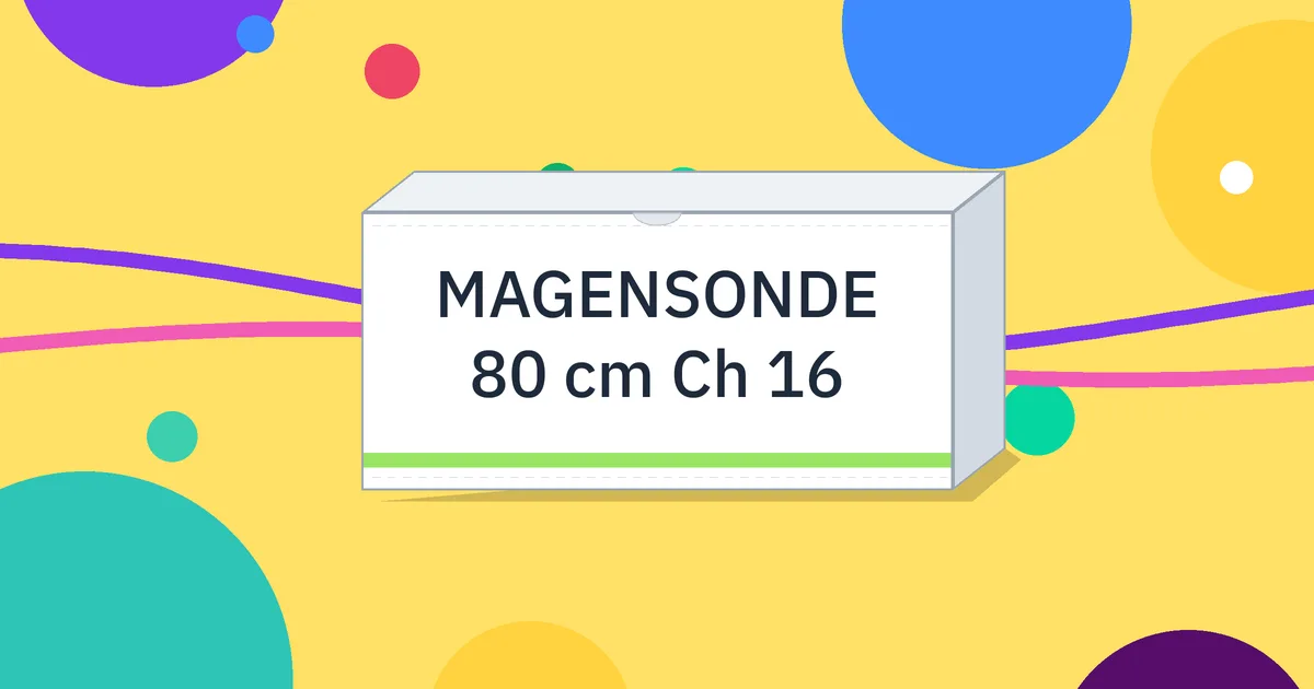 Symbolbild: Packung mit der Aufschrift MAGENSONDE 80 cm Ch 16 (PZN 02448621) – Verfügbarkeit und Bezug in Apotheken in Frankfurt am Main