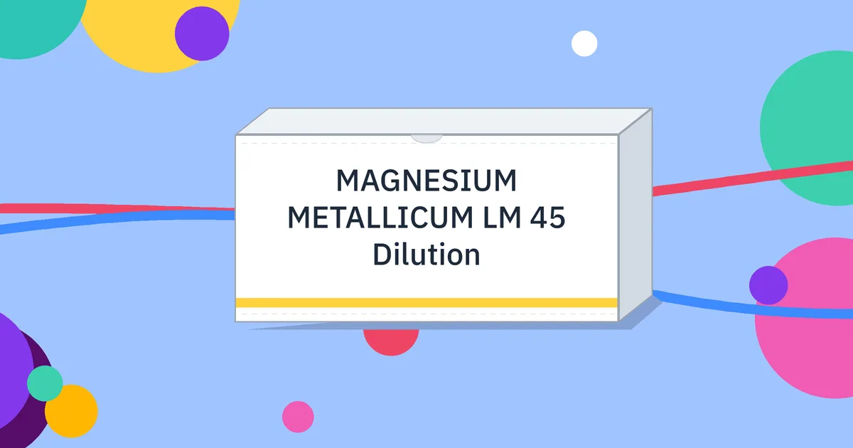 Symbolbild: Packung mit der Aufschrift MAGNESIUM METALLICUM LM 45 Dilution (PZN 12938639) – Verfügbarkeit und Bezug in Apotheken in Frankfurt am Main