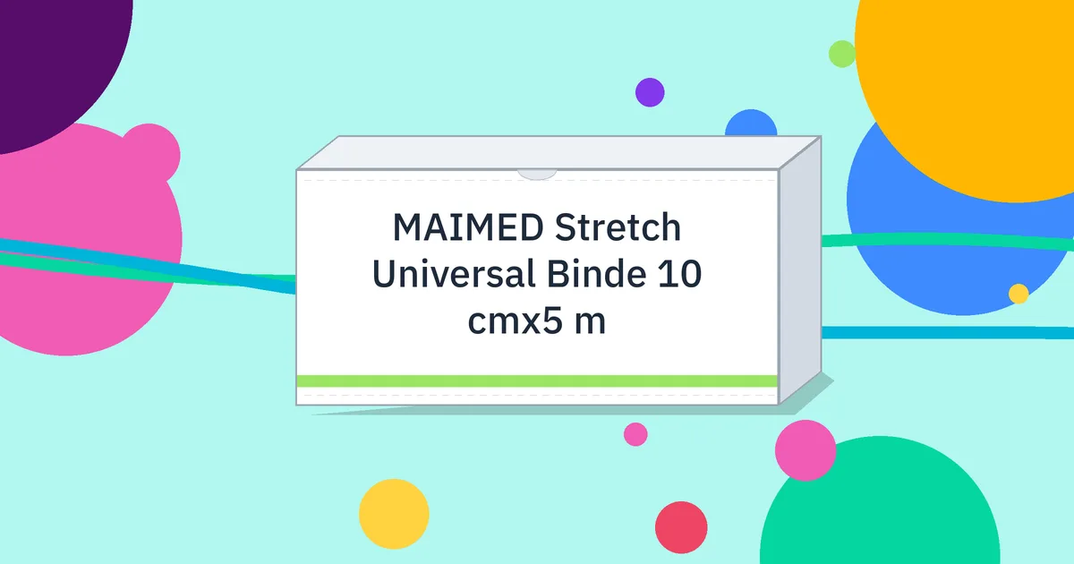 Symbolbild: Packung mit der Aufschrift MAIMED Stretch Universal Binde 10 cmx5 m (PZN 04780383) – Verfügbarkeit und Bezug in Apotheken in Frankfurt am Main
