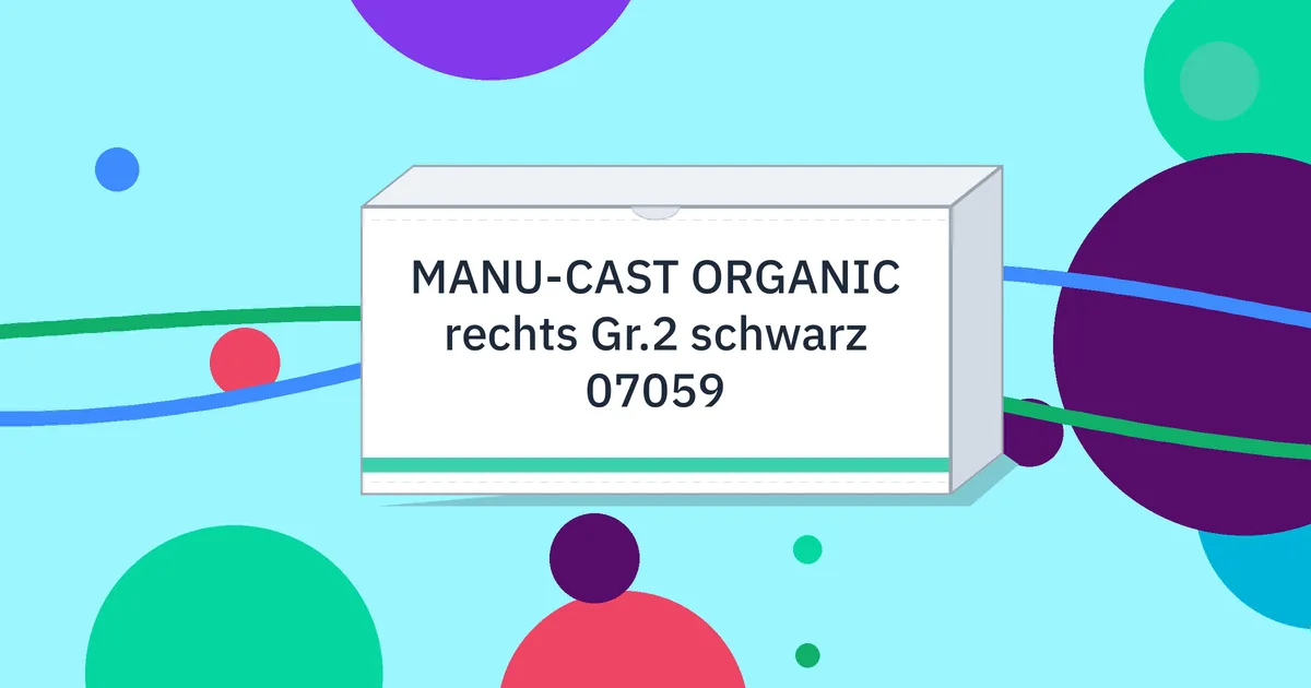 Symbolbild: Packung mit der Aufschrift MANU-CAST ORGANIC rechts Gr.2 schwarz 07059 (PZN 17889905) – Verfügbarkeit und Bezug in Apotheken in Frankfurt am Main