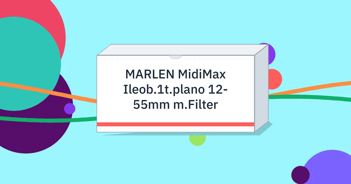 Symbolbild: Packung mit der Aufschrift MARLEN MidiMax Ileob.1t.plano 12-55mm m.Filter (PZN 16658049) – Verfügbarkeit und Bezug in Apotheken in Frankfurt am Main