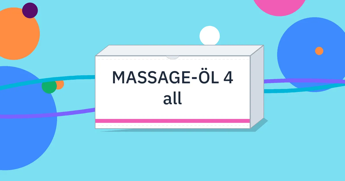 Symbolbild: Packung mit der Aufschrift MASSAGE-ÖL 4 all (PZN 16842273) – Verfügbarkeit und Bezug in Apotheken in Frankfurt am Main