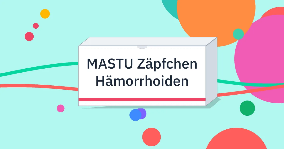 Symbolbild: Packung mit der Aufschrift MASTU Zäpfchen Hämorrhoiden (PZN 06835421) – Verfügbarkeit und Bezug in Apotheken in Frankfurt am Main