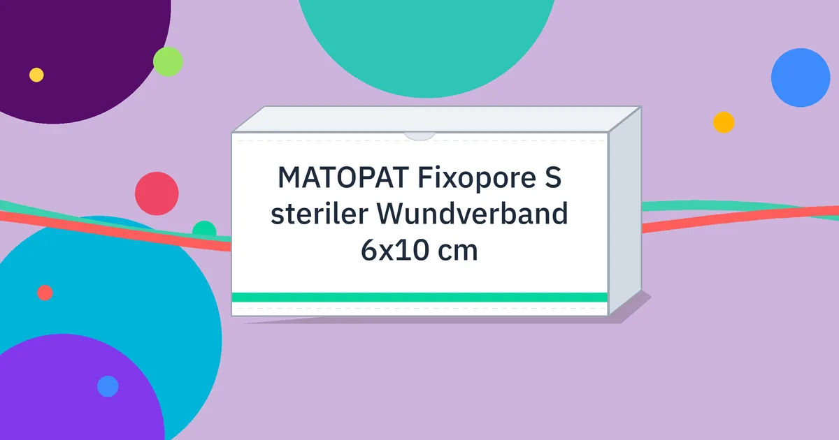 Symbolbild: Packung mit der Aufschrift MATOPAT Fixopore S steriler Wundverband 6x10 cm (PZN 14401524) – Verfügbarkeit und Bezug in Apotheken in Frankfurt am Main
