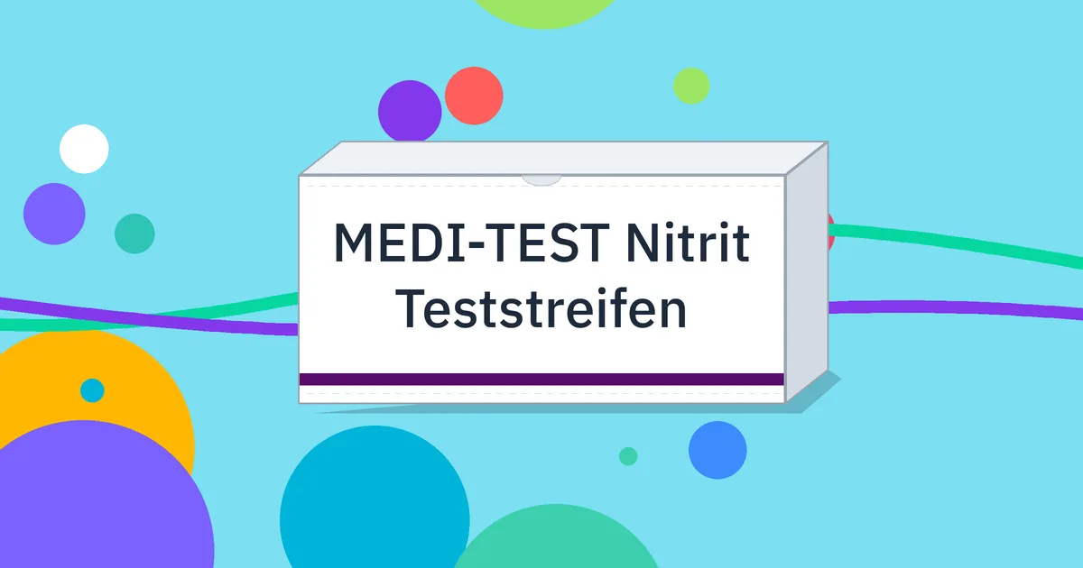 Symbolbild: Packung mit der Aufschrift MEDI-TEST Nitrit Teststreifen (PZN 19621727) – Verfügbarkeit und Bezug in Apotheken in Frankfurt am Main