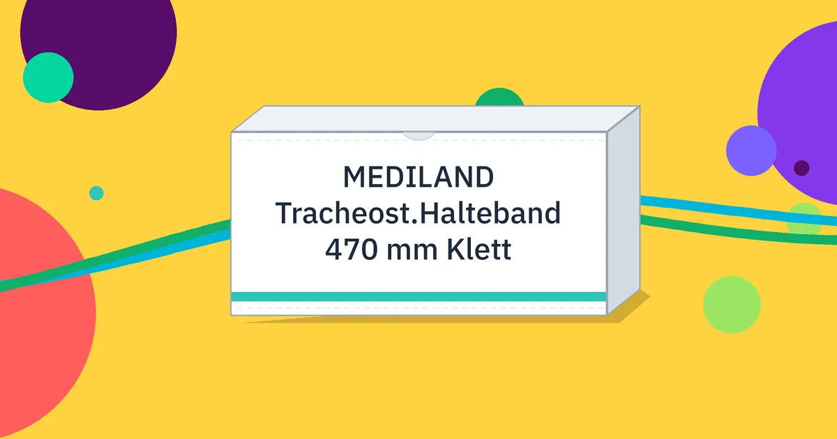 Symbolbild: Packung mit der Aufschrift MEDILAND Tracheost.Halteband 470 mm Klett (PZN 05987270) – Verfügbarkeit und Bezug in Apotheken in Frankfurt am Main