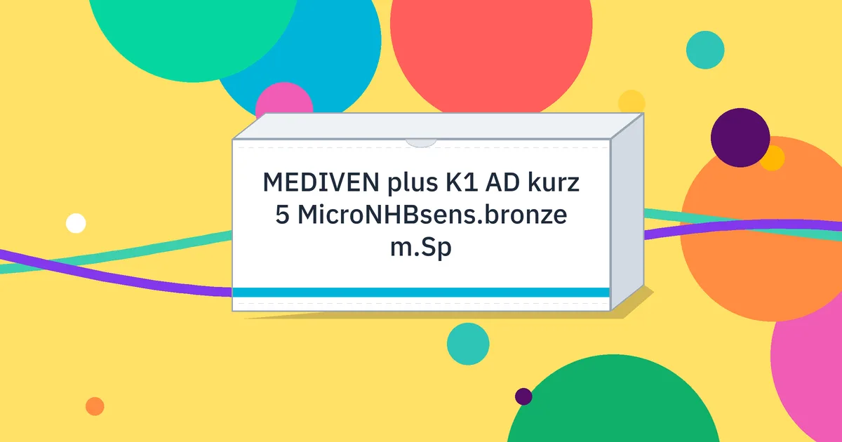 Symbolbild: Packung mit der Aufschrift MEDIVEN plus K1 AD kurz 5 MicroNHBsens.bronze m.Sp (PZN 15907154) – Verfügbarkeit und Bezug in Apotheken in Frankfurt am Main