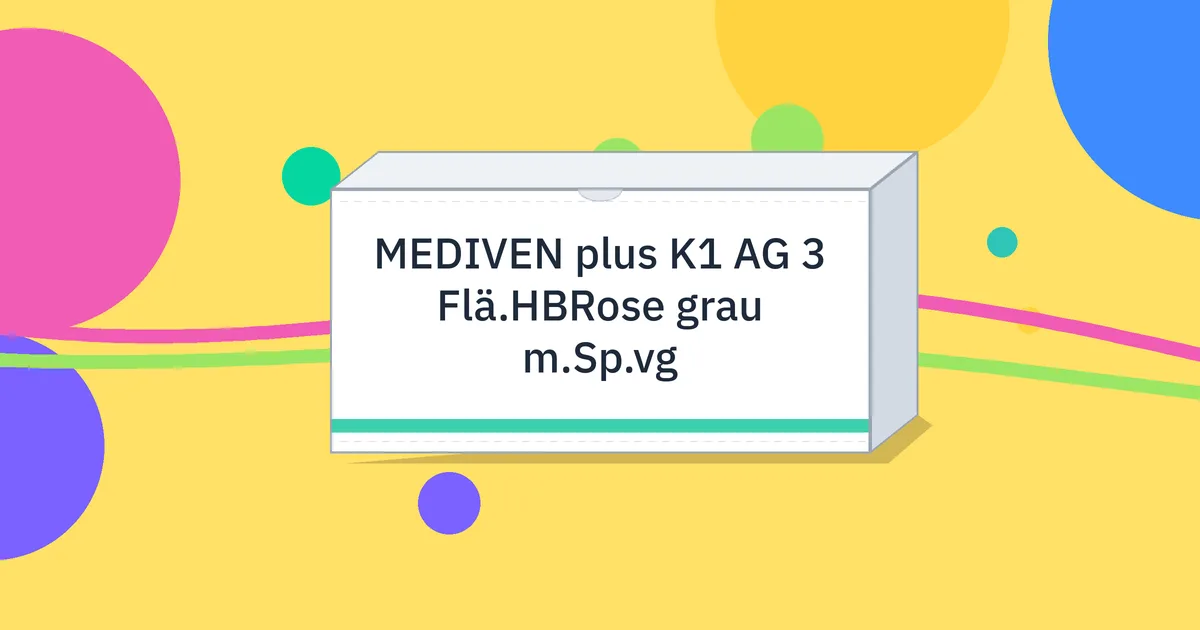 Symbolbild: Packung mit der Aufschrift MEDIVEN plus K1 AG 3 Flä.HBRose grau m.Sp.vg (PZN 18939806) – Verfügbarkeit und Bezug in Apotheken in Frankfurt am Main