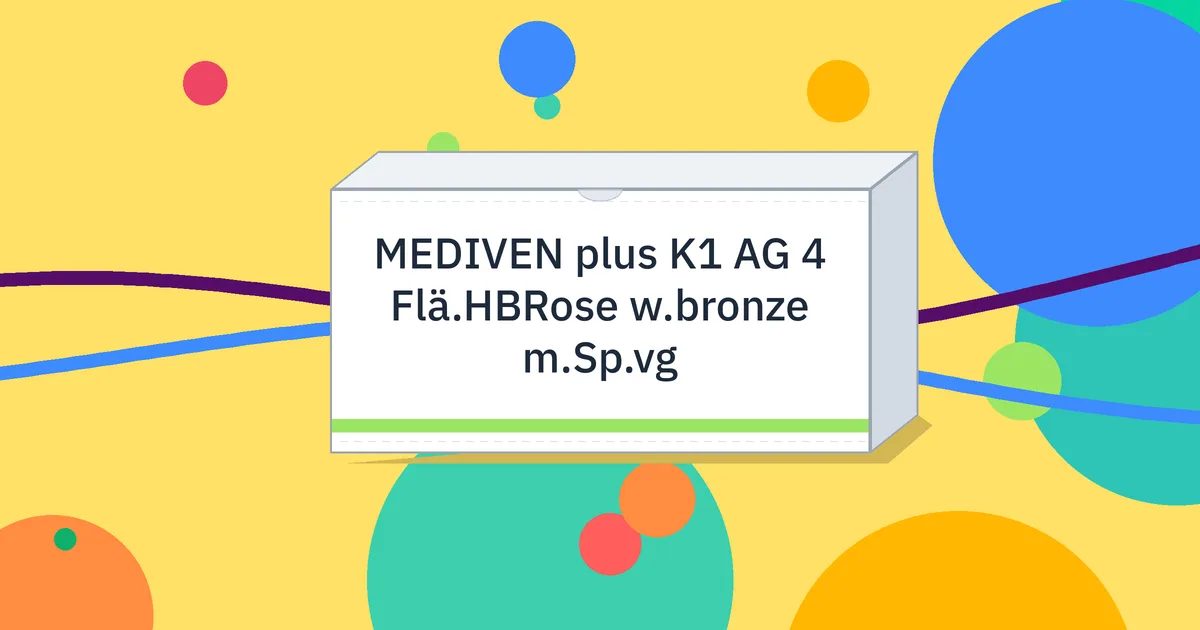Symbolbild: Packung mit der Aufschrift MEDIVEN plus K1 AG 4 Flä.HBRose w.bronze m.Sp.vg (PZN 15914177) – Verfügbarkeit und Bezug in Apotheken in Frankfurt am Main