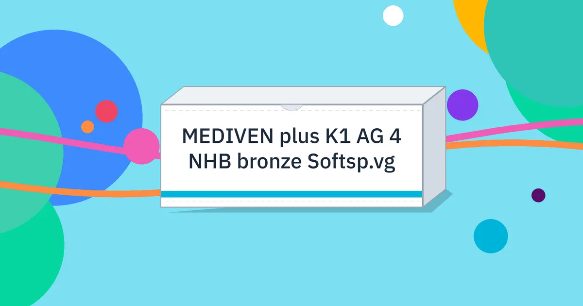 Symbolbild: Packung mit der Aufschrift MEDIVEN plus K1 AG 4 NHB bronze Softsp.vg (PZN 15922194) – Verfügbarkeit und Bezug in Apotheken in Frankfurt am Main