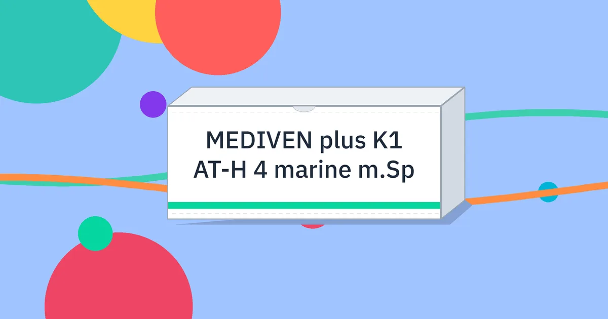 Symbolbild: Packung mit der Aufschrift MEDIVEN plus K1 AT-H 4 marine m.Sp (PZN 15035211) – Verfügbarkeit und Bezug in Apotheken in Frankfurt am Main