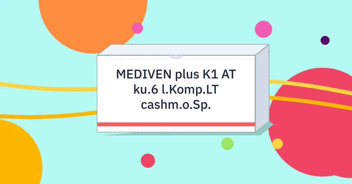 Symbolbild: Packung mit der Aufschrift MEDIVEN plus K1 AT ku.6 l.Komp.LT cashm.o.Sp. (PZN 15029021) – Verfügbarkeit und Bezug in Apotheken in Frankfurt am Main