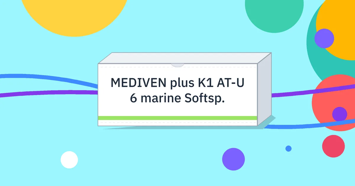 Symbolbild: Packung mit der Aufschrift MEDIVEN plus K1 AT-U 6 marine Softsp. (PZN 15030024) – Verfügbarkeit und Bezug in Apotheken in Frankfurt am Main