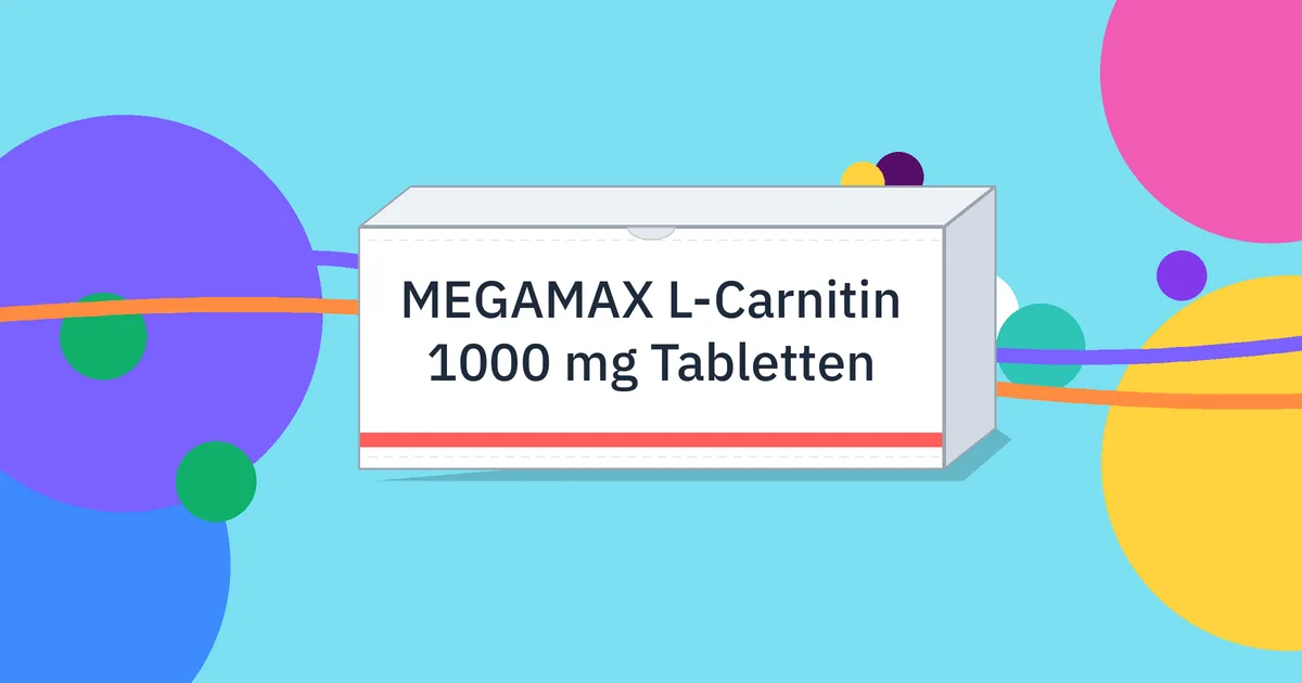 Symbolbild: Packung mit der Aufschrift MEGAMAX L-Carnitin 1000 mg Tabletten (PZN 01444839) – Verfügbarkeit und Bezug in Apotheken in Frankfurt am Main