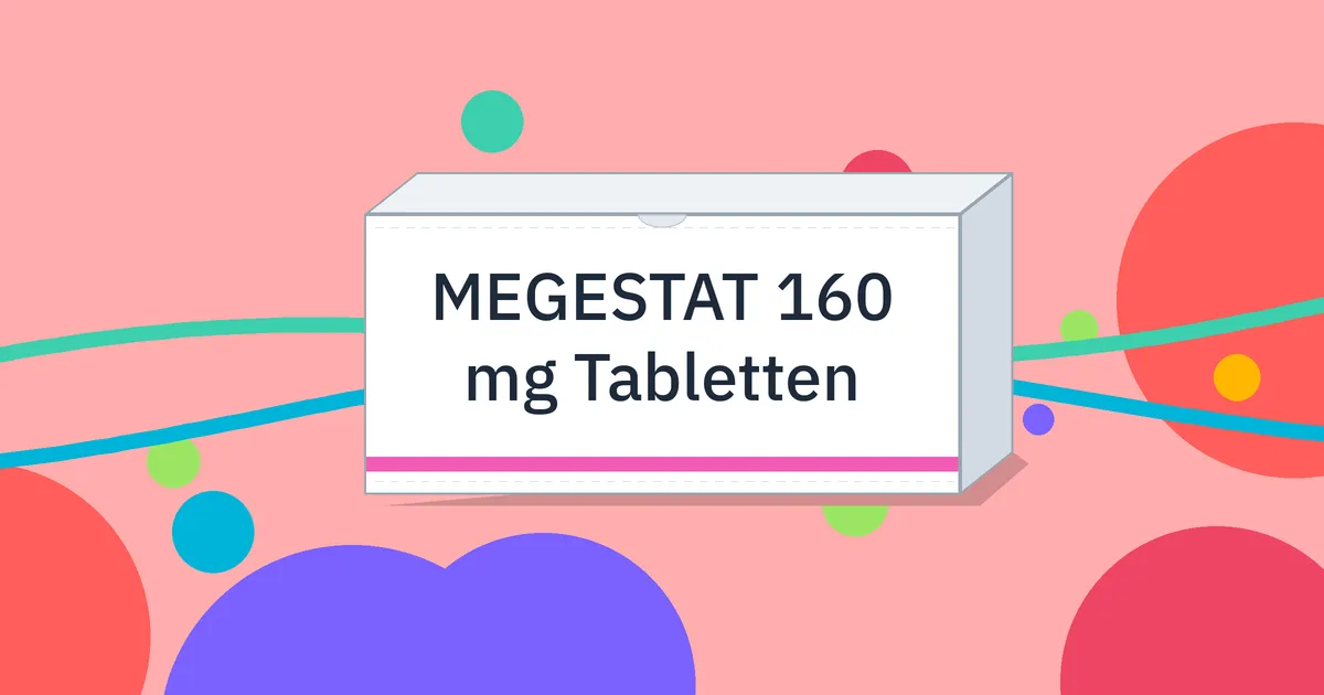 Symbolbild: Packung mit der Aufschrift MEGESTAT 160 mg Tabletten (PZN 12635519) – Verfügbarkeit und Bezug in Apotheken in Frankfurt am Main