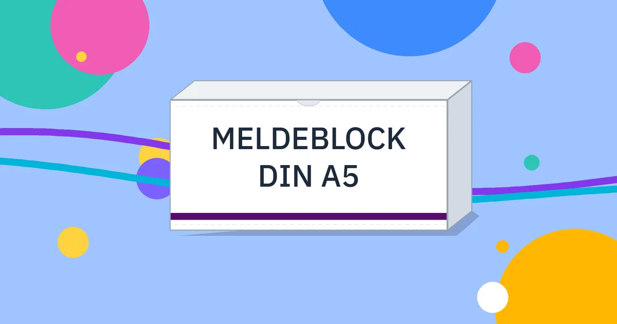 Symbolbild: Packung mit der Aufschrift MELDEBLOCK DIN A5 (PZN 18084291) – Verfügbarkeit und Bezug in Apotheken in Frankfurt am Main