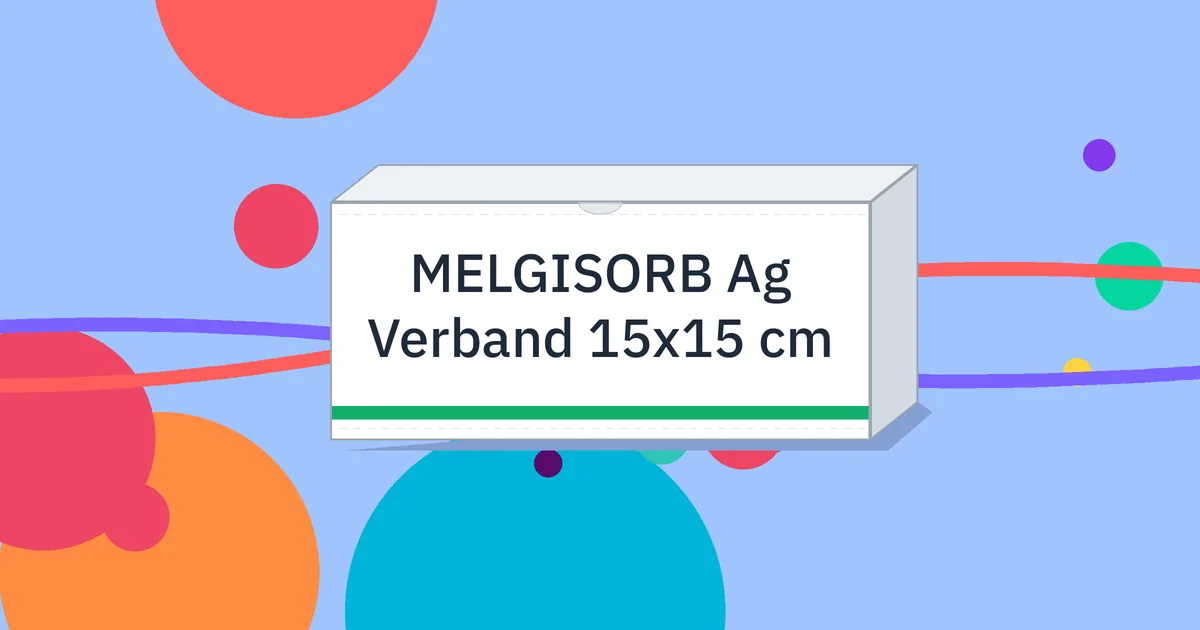 Symbolbild: Packung mit der Aufschrift MELGISORB Ag Verband 15x15 cm (PZN 05868223) – Verfügbarkeit und Bezug in Apotheken in Frankfurt am Main