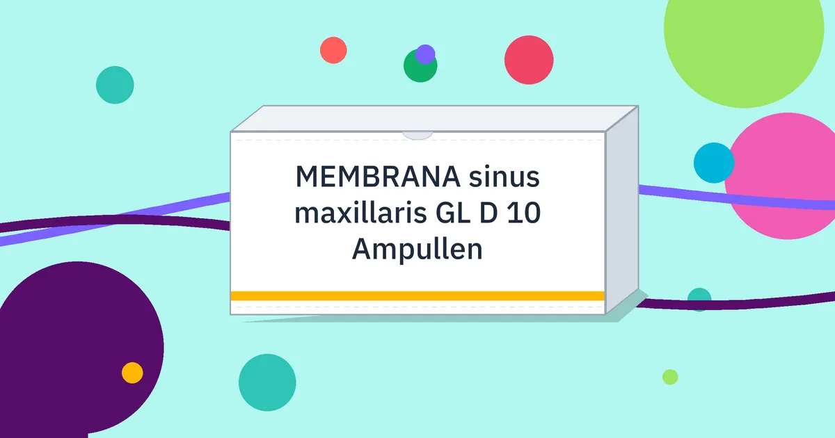 Symbolbild: Packung mit der Aufschrift MEMBRANA sinus maxillaris GL D 10 Ampullen (PZN 03355815) – Verfügbarkeit und Bezug in Apotheken in Frankfurt am Main