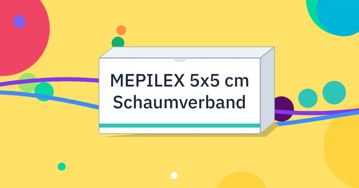Symbolbild: Packung mit der Aufschrift MEPILEX 5x5 cm Schaumverband (PZN 10263953) – Verfügbarkeit und Bezug in Apotheken in Frankfurt am Main