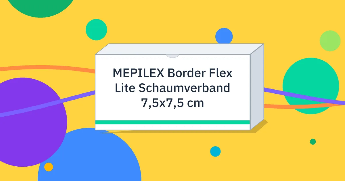 Symbolbild: Packung mit der Aufschrift MEPILEX Border Flex Lite Schaumverband 7,5x7,5 cm (PZN 18224705) – Verfügbarkeit und Bezug in Apotheken in Frankfurt am Main