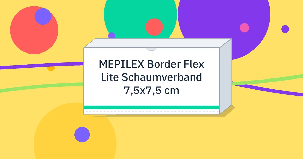 Symbolbild: Packung mit der Aufschrift MEPILEX Border Flex Lite Schaumverband 7,5x7,5 cm (PZN 18351852) – Verfügbarkeit und Bezug in Apotheken in Frankfurt am Main