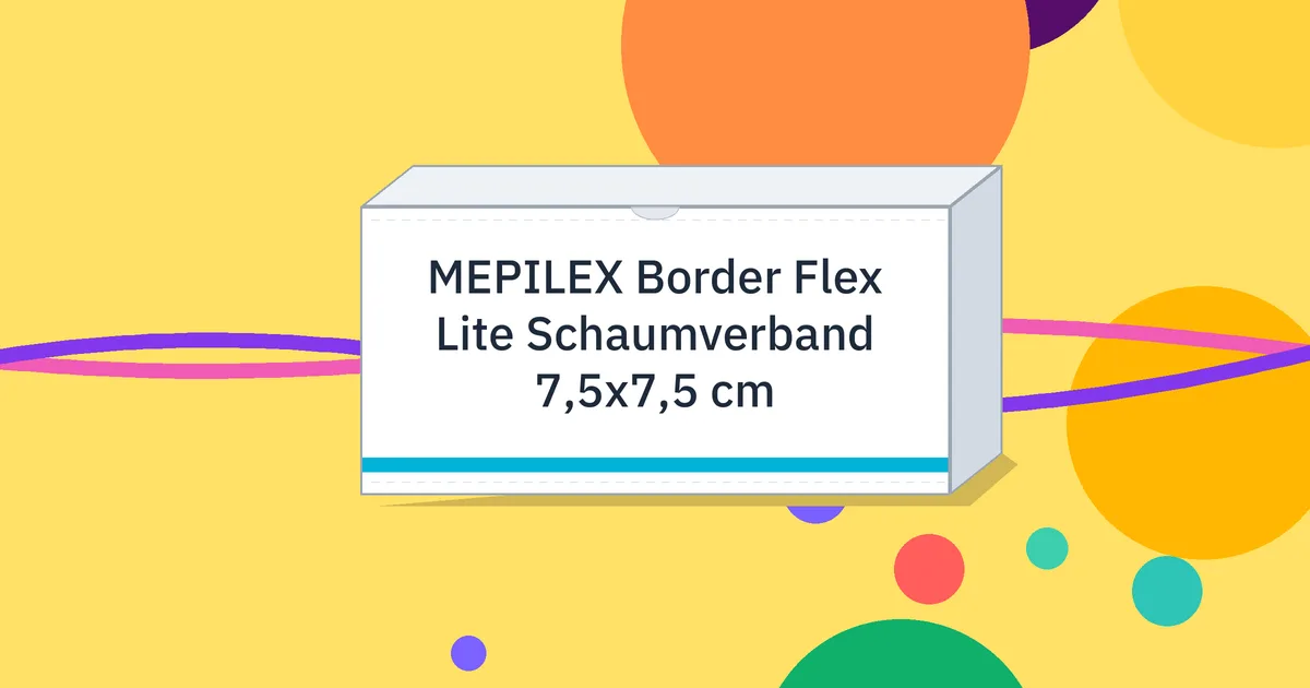 Symbolbild: Packung mit der Aufschrift MEPILEX Border Flex Lite Schaumverband 7,5x7,5 cm (PZN 19958912) – Verfügbarkeit und Bezug in Apotheken in Frankfurt am Main