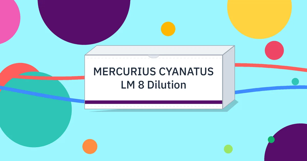 Symbolbild: Packung mit der Aufschrift MERCURIUS CYANATUS LM 8 Dilution (PZN 12950818) – Verfügbarkeit und Bezug in Apotheken in Frankfurt am Main