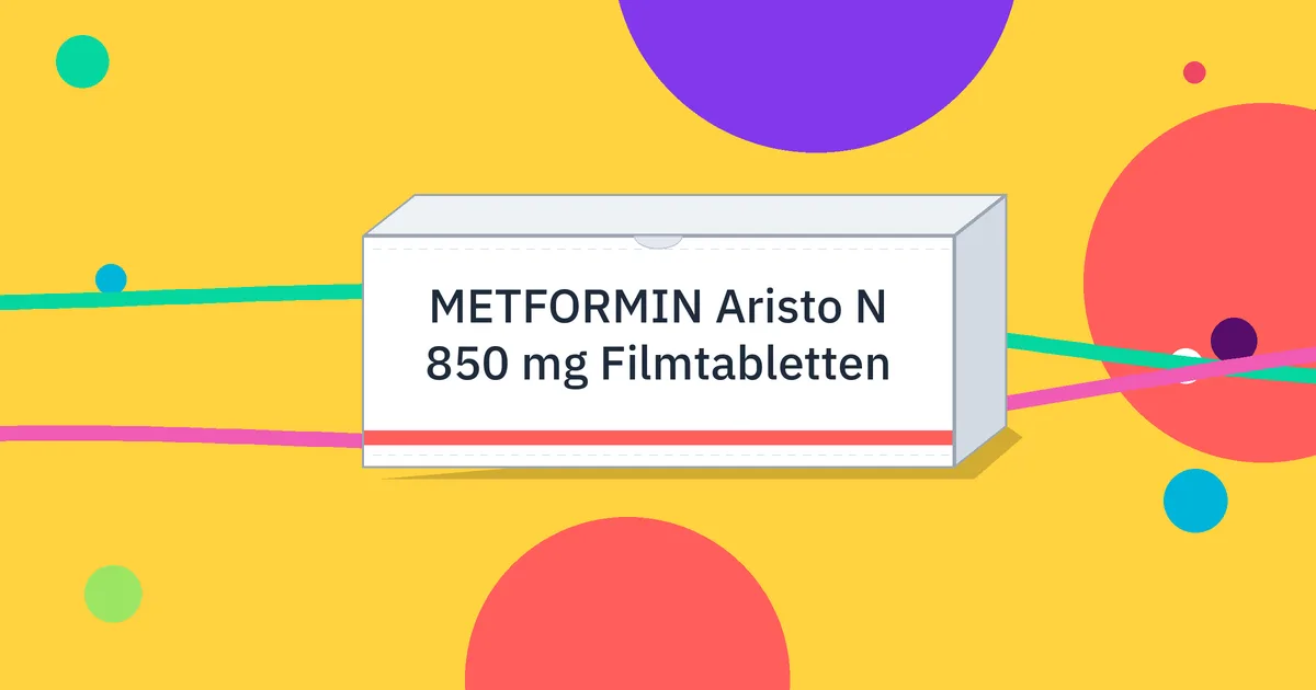 Symbolbild: Packung mit der Aufschrift METFORMIN Aristo N 850 mg Filmtabletten (PZN 05510875) – Verfügbarkeit und Bezug in Apotheken in Frankfurt am Main