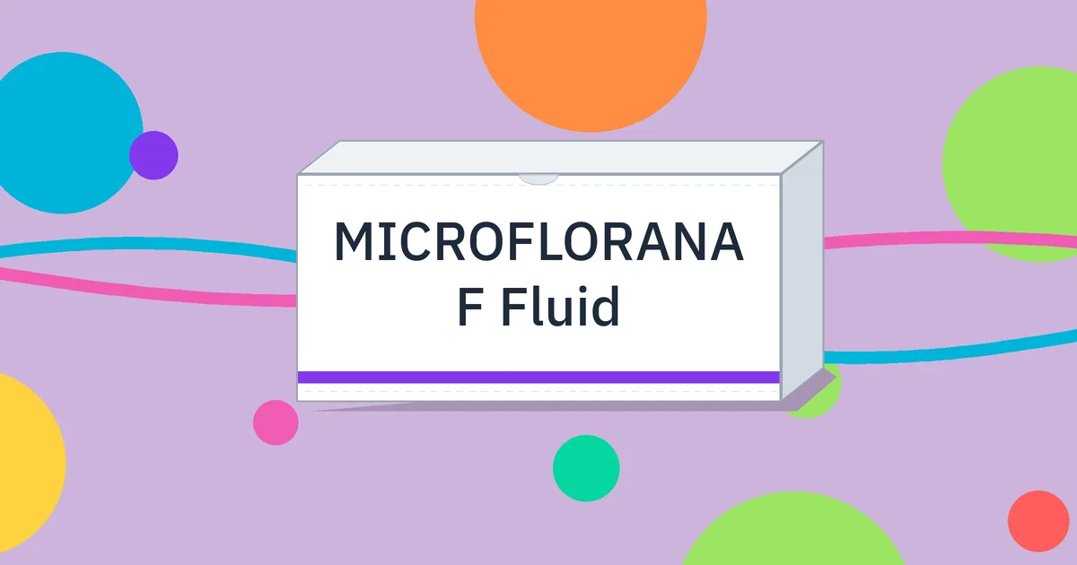 Symbolbild: Packung mit der Aufschrift MICROFLORANA F Fluid (PZN 08530950) – Verfügbarkeit und Bezug in Apotheken in Frankfurt am Main