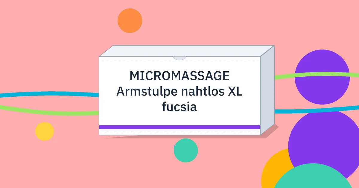Symbolbild: Packung mit der Aufschrift MICROMASSAGE Armstulpe nahtlos XL fucsia (PZN 16193030) – Verfügbarkeit und Bezug in Apotheken in Frankfurt am Main
