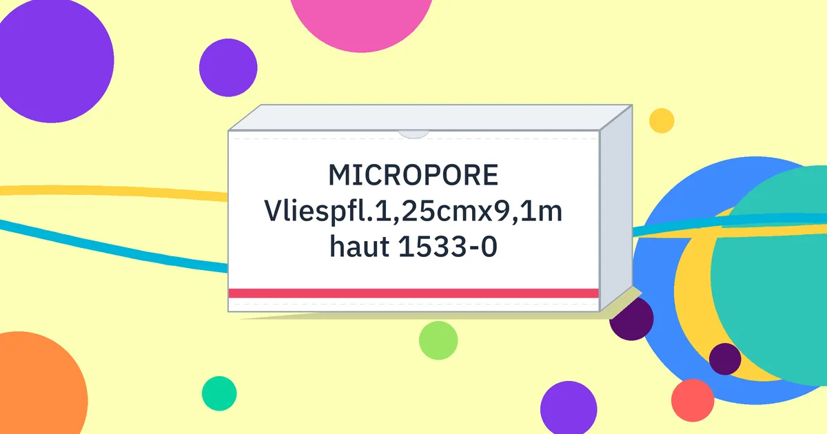Symbolbild: Packung mit der Aufschrift MICROPORE Vliespfl.1,25cmx9,1m haut 1533-0 (PZN 09313870) – Verfügbarkeit und Bezug in Apotheken in Frankfurt am Main