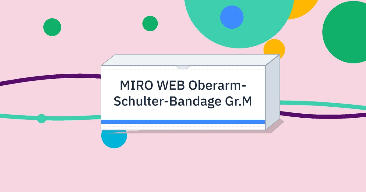 Symbolbild: Packung mit der Aufschrift MIRO WEB Oberarm-Schulter-Bandage Gr.M (PZN 06855607) – Verfügbarkeit und Bezug in Apotheken in Frankfurt am Main