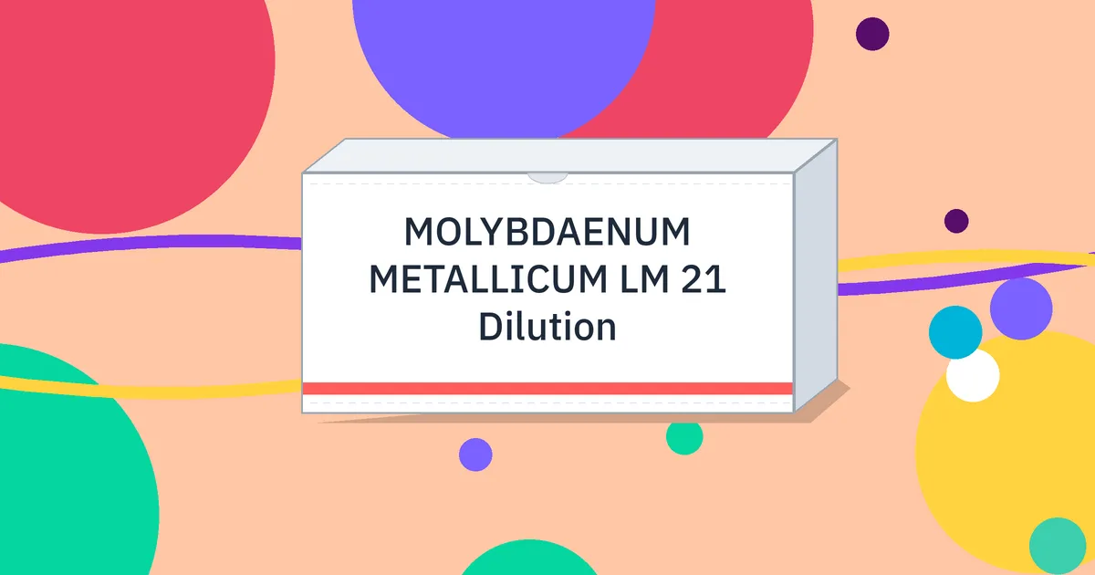 Symbolbild: Packung mit der Aufschrift MOLYBDAENUM METALLICUM LM 21 Dilution (PZN 13609903) – Verfügbarkeit und Bezug in Apotheken in Frankfurt am Main